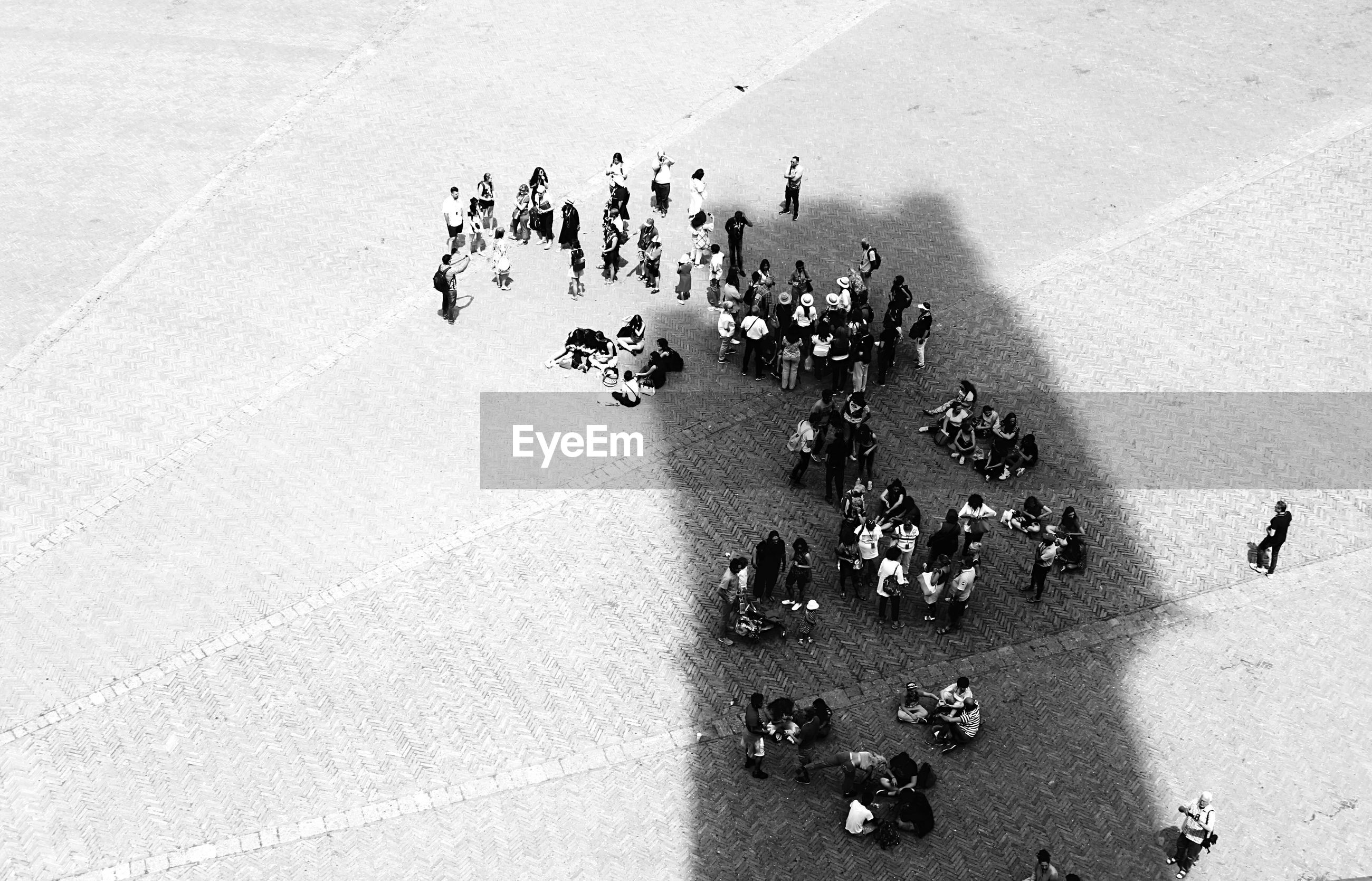 High angle view of people on street | ID: 108071809