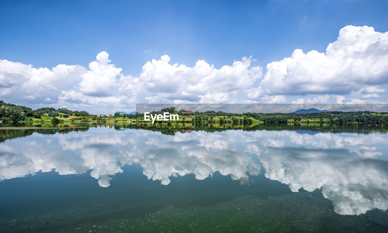 Panoramic shot of water flowing through land | ID: 143257647